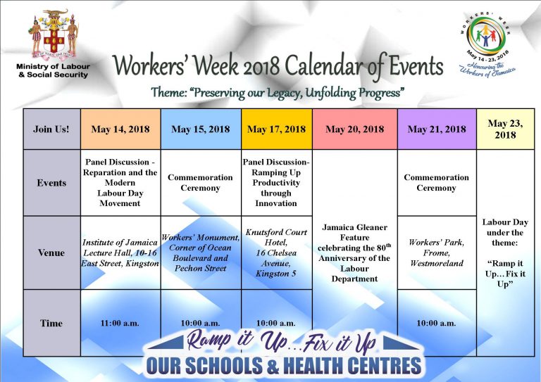 Workers’ Week 2018 Calendar of Events – Ministry of Labour and Social ...